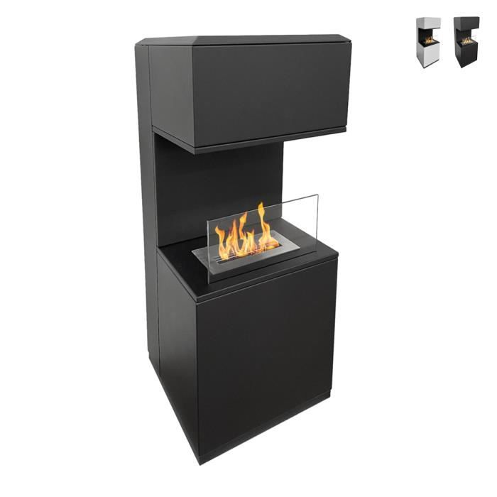 Cheminée bioéthanol - DIVINA FIRE - Oslo - Acier - Noir - 3,2 kW ...