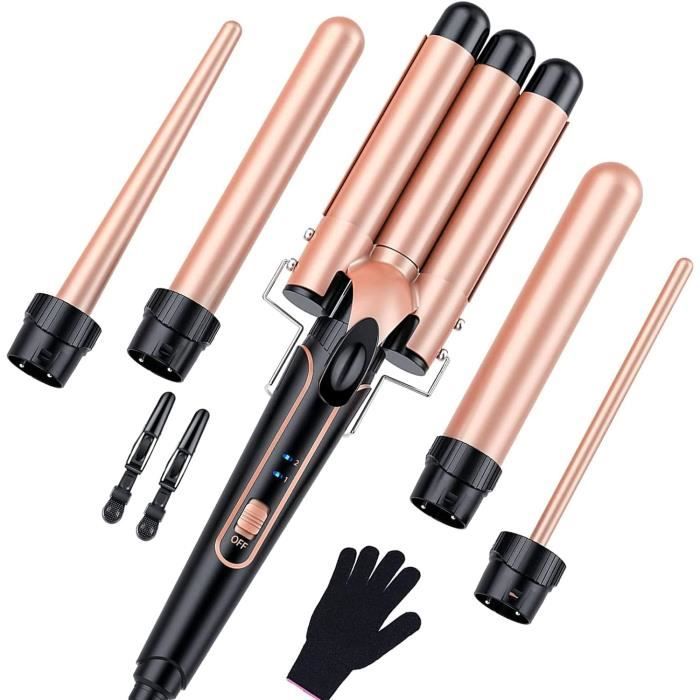 Fer à boucler 5 en 1 - INNOVTEC - 3 fûts - Chauffage rapide - Revêtement en céramique - 210°C ...