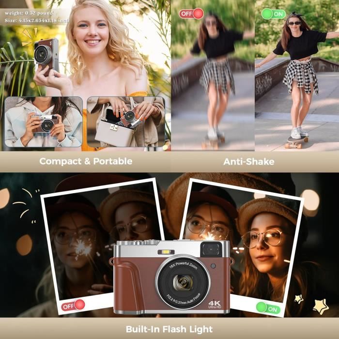 Appareil Photo Numérique - Oiadek - 4K - 48MP - Zoom Numérique 16x ...