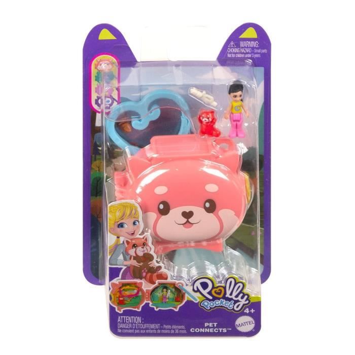 Polly Pocket Pet Connects - Red panda Micro Playset - Figurine + animal ...