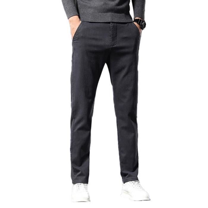 Pantalon Homme Slim Stretch Chino Elegant Couleur Unie Tissu ...