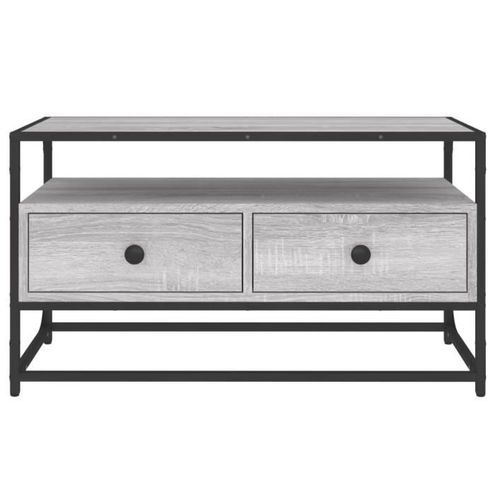 Meuble TV sonoma gris 80x35x45 cm bois d'ingénierie - SALALIS - SP1316 ...