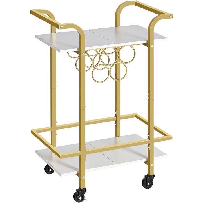 HOOBRO Chariot de Bar, Chariot à Deux Niveaux, Chariot de Bar Doré avec ...