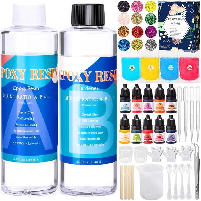 MULEVIP Resine Epoxy 400ml, 1:1 Kit Resine Epoxy Complet, Kit de Résine èpoxy Transparente ...