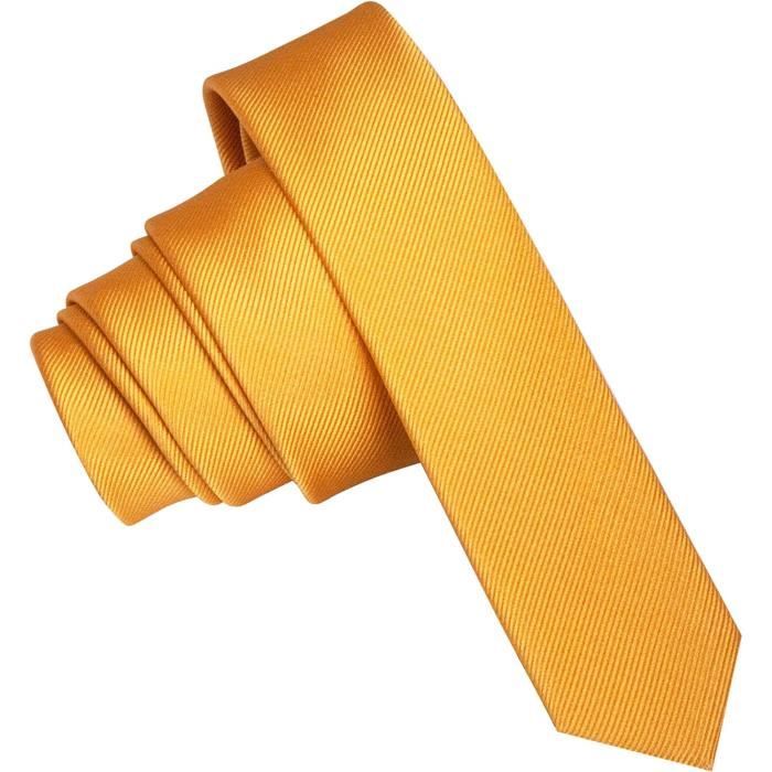 Cravate Fine Pour Homme - Couleur Unie - 4 Cm[c6456] Jaune - Cdiscount ...