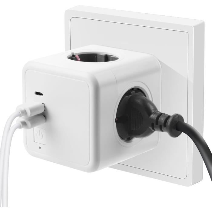 Multiprise murale tout-en-1, multiprise murale poreuse 3680 W, 4 prises ...