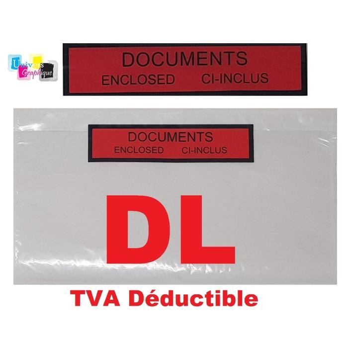 250 Pochette porte document ci-inclus format DL (A4 plié en 3 ...