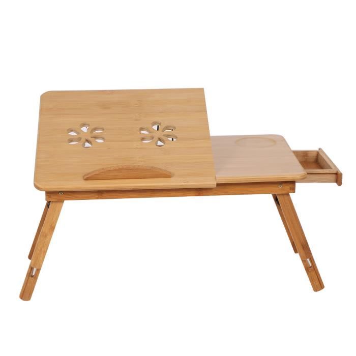 Tablette de lit réglable en bambou avec plateau pour lit et bureau ...