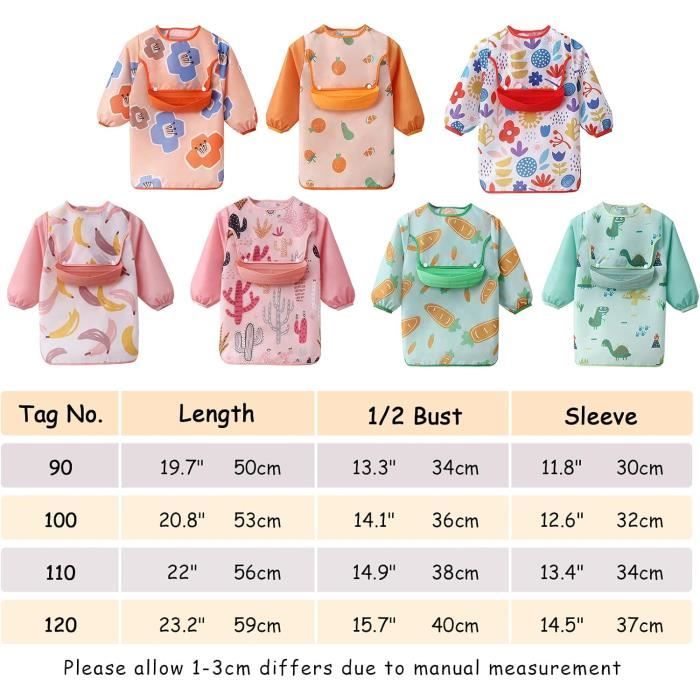 Bavoir Manches Longue Pour Bébé Enfant En Bas Age Imperméable Bavette ...