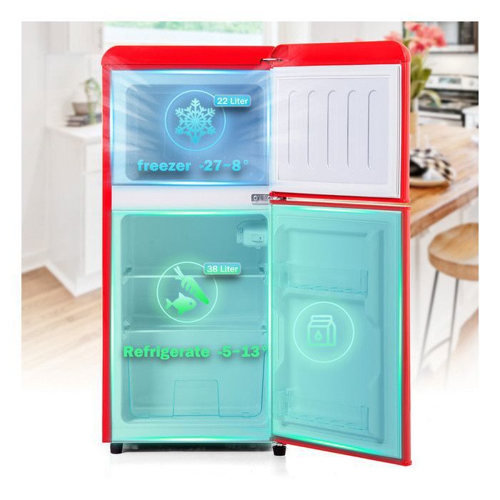 Réfrigérateur-congélateur 60 litres 38L+22L, Frigo à double porte, 102 ...