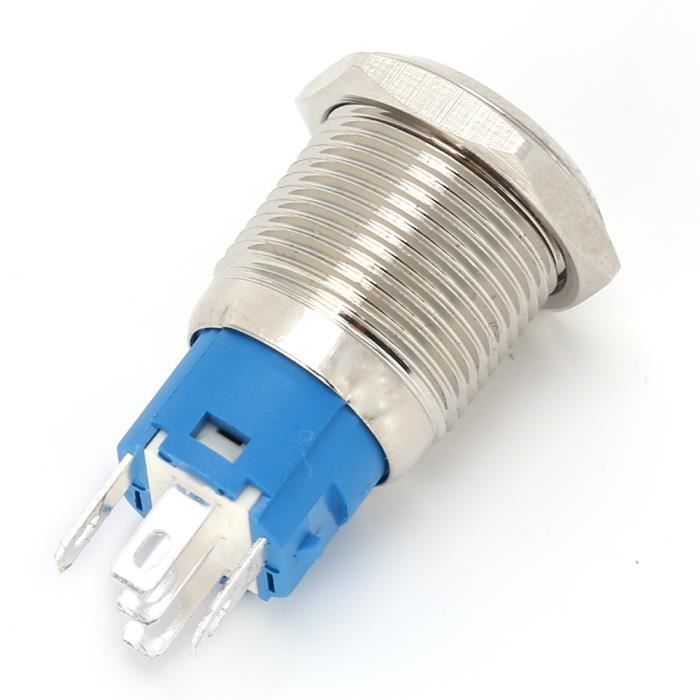 RHO-interrupteur à bouton-poussoir en acier inoxydable (3-6VDC Blue ...