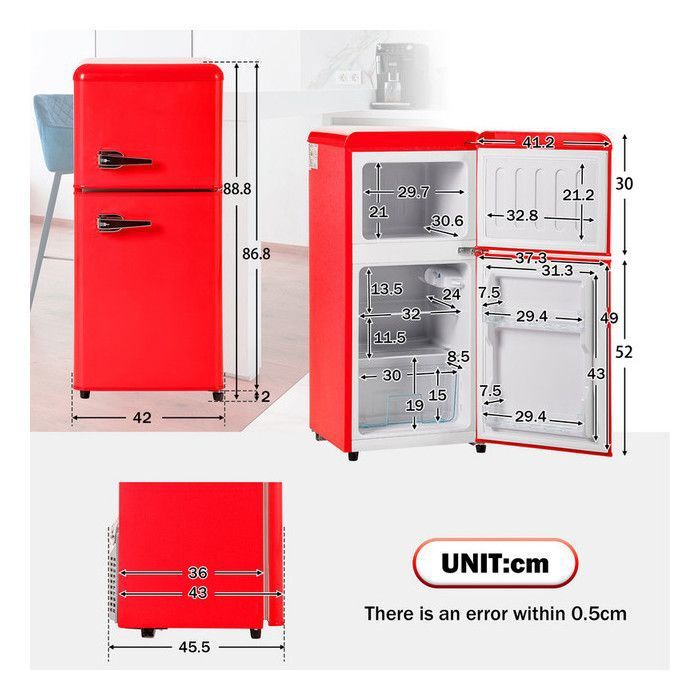 Réfrigérateur-congélateur 60 litres 38L+22L, Frigo à double porte, 102 ...