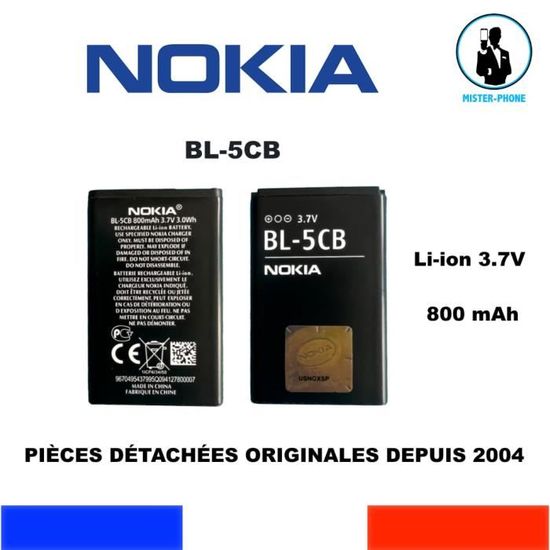 BATTERIE ORIGINALE NOKIA BL-5CB BL5CB OEM 800mAh 3,7V 3,0Wh GENUINE ...