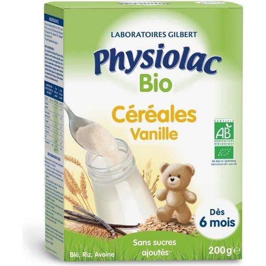 Physiolac Bio Céréales Vanille +6m 200g - Achat / Vente céréales bébé ...