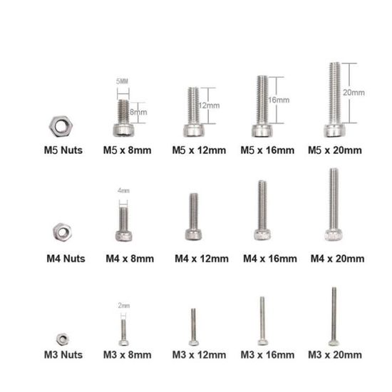 440pcs 304 Stainless Steel Nuts and Bolts Metric Hex Socket Head Cap ...