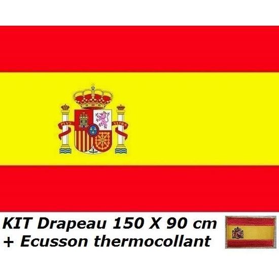 KIT DRAPEAU 150 X 90 cm ESPAGNE + PACTH ECUSSON no maillot écharpe ...