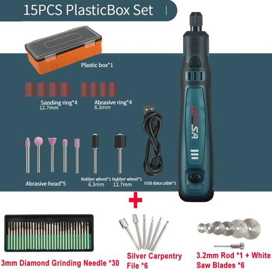 Mini-broyeur lectrique Rechargeable Par Usb Micro-outil Rotatif Stylo Graveur Ensemble De ...