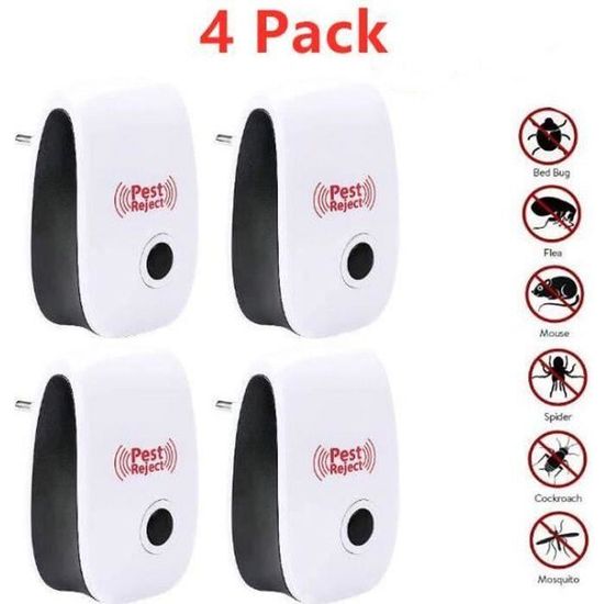 Haokan-4PCS Répulsif Ultrason Anti-Rongeurs Repulsif Insectes à ...