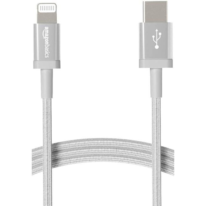 Amazon Basics iPhone 13/12/11/X/XS/XR/8 USB C to Lightning Cable, Nylon ...