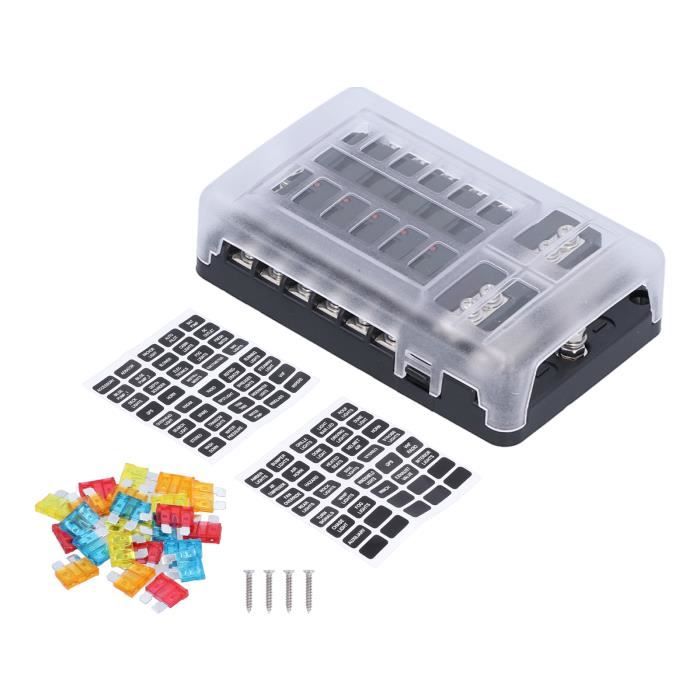 Bloc De Boîte à Fusibles à 12 Voies Fusible Lame 5A 10A 15A 20A Avec ...