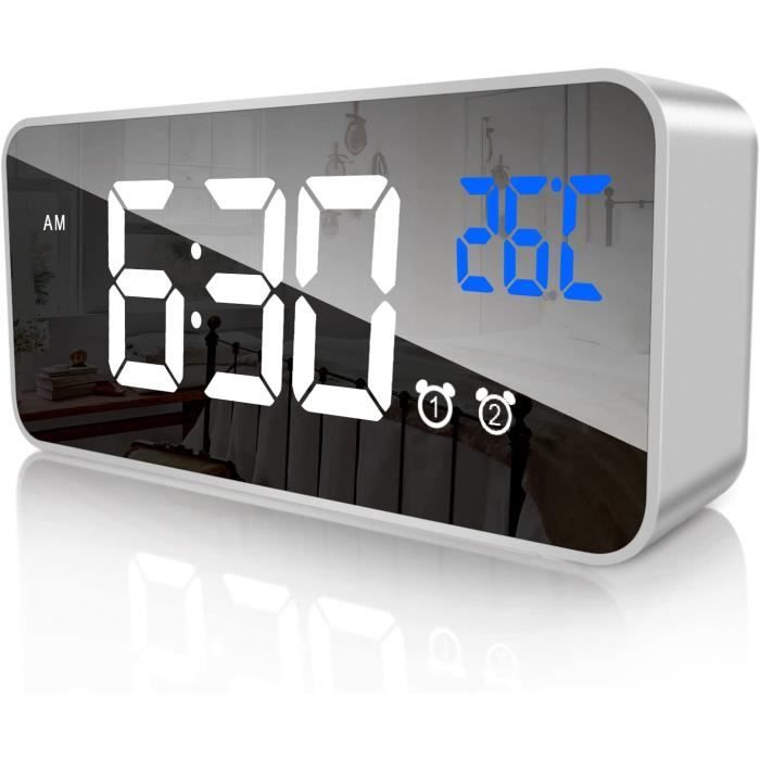 Réveil numérique, réveil miroir portable, réveil de voyage rechargeable ...