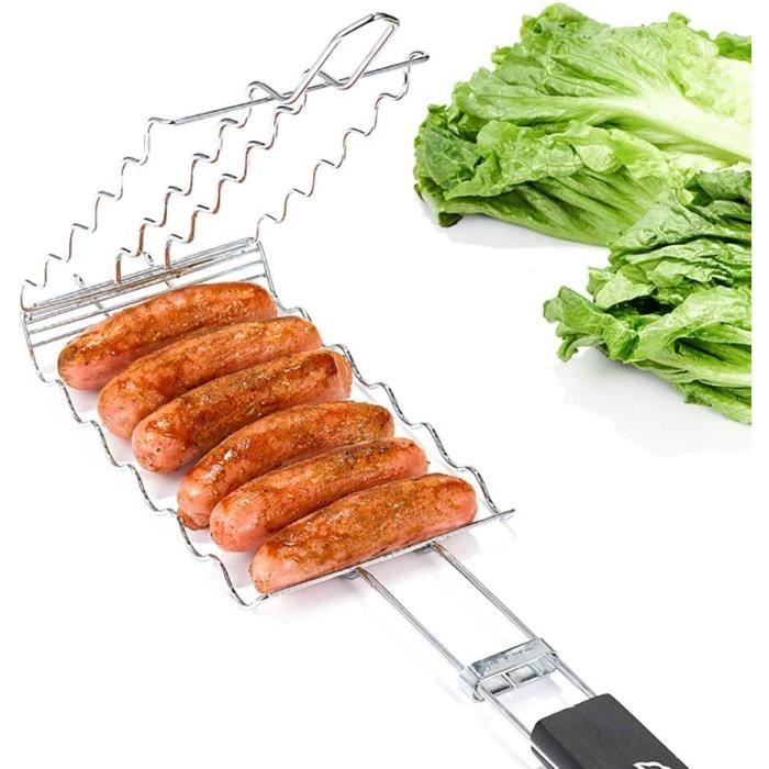 Grille de Barbecue pour Saucisses Manche en Bois Grille Saucisse ...