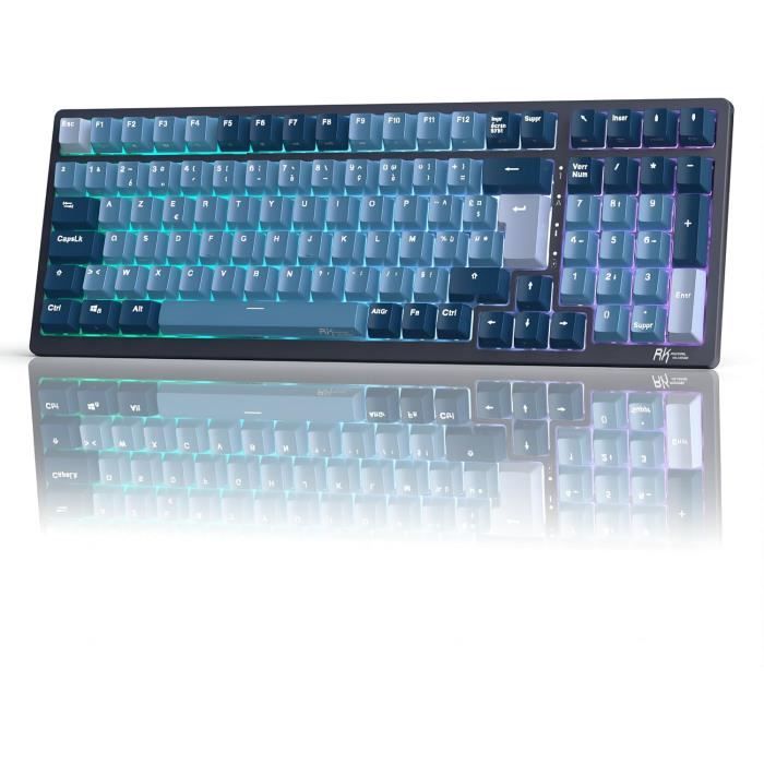 RK ROYAL KLUDGE RK98 Clavier sans Fil,AZERTY Français Triple Mode 2,4 G ...