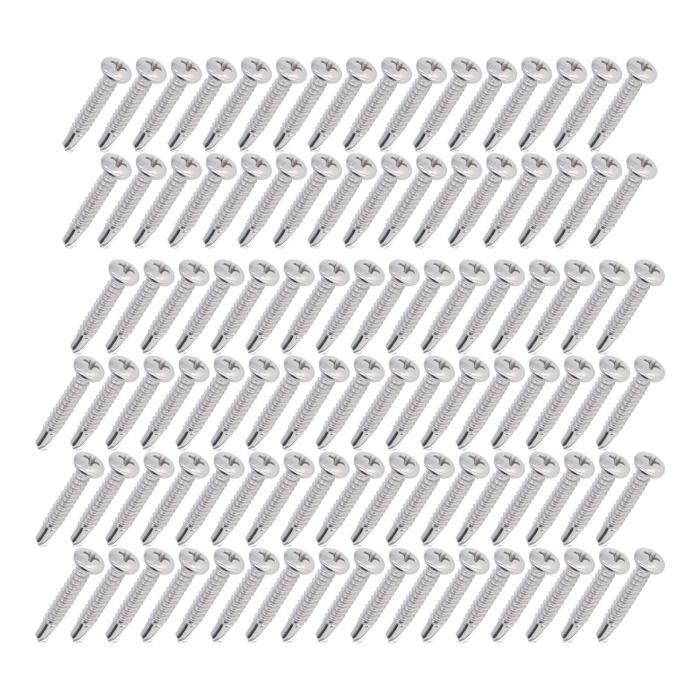 YEN- Vis autoperceuses - 100 pcs vis auto-perceuse tête ronde 304 attaches en acier inoxydable ...