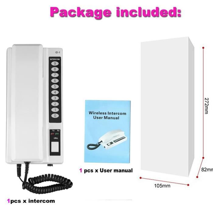 Interphone Téléphonique Système D'Interphone Sans Fil 433Mhz, Combinés ...