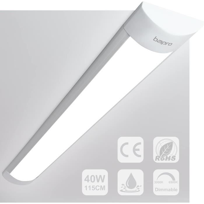 120Cm Neon Led 40W, 4000Lm Tube Led Plafonnier Reglette Lampe Dimmable ...