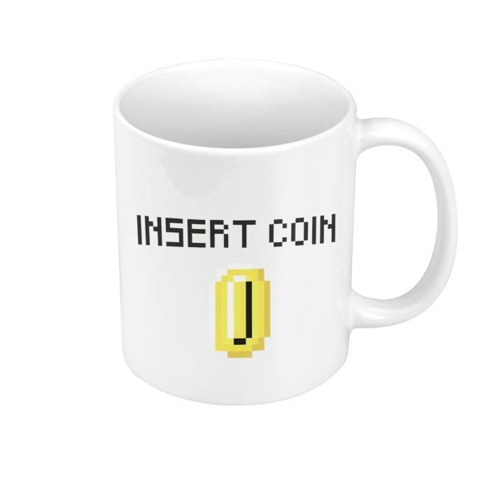 Mug Céramique Insert Coin Pixel Art Retro Arcade Jeux Vidéo 8 bits ...