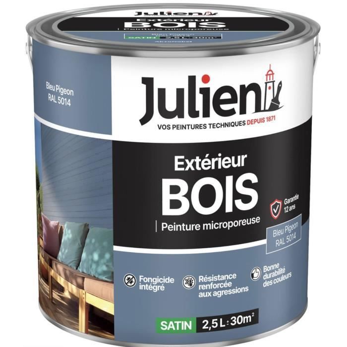 Peinture - JULIEN - Bois Microporeuse - Bleu pigeon Ral 5014 - Satiné ...