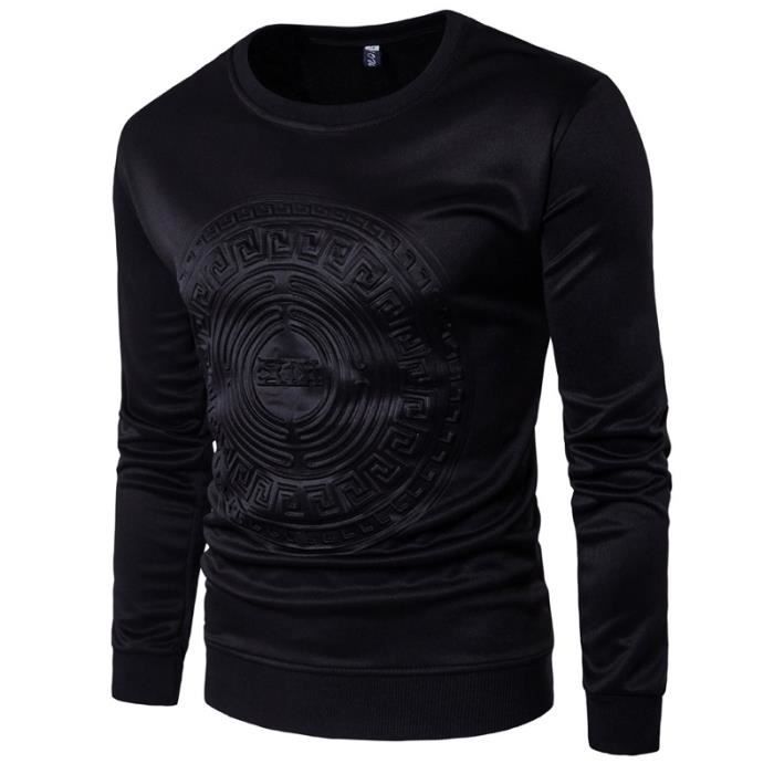 Pull homme de marque luxe Tendance Gaufrage Pull-over Col rond Manches ...