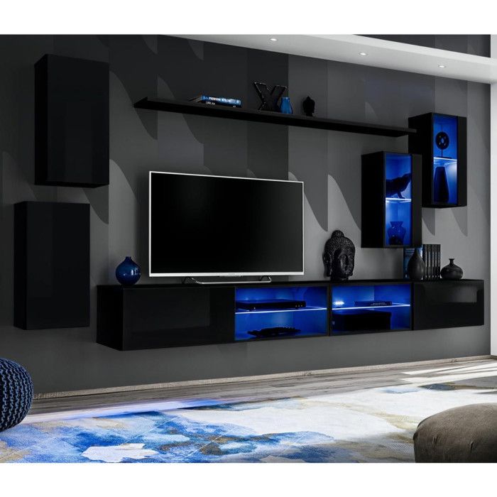 Ensemble Meuble Tv Design - PARIS PRIX - Switch Xxv - Noir - Moderne ...
