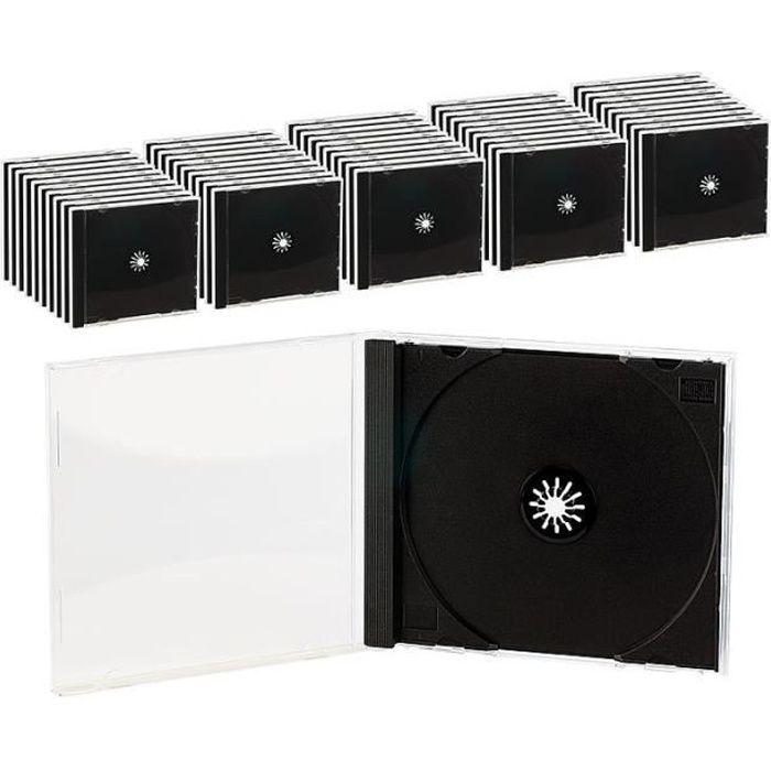 Boîtiers range-CD - PEARL - Noir - Lot de 50 - Capacité 2 CDs ...