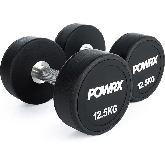 POWRX- Ensemble d´haltères Ronde I revêtement d'haltères en Caoutchouc ...
