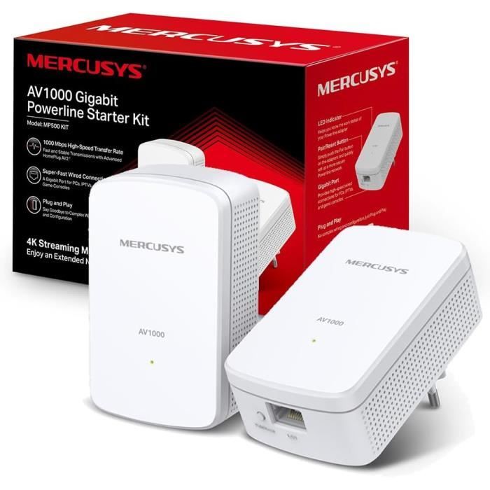 Cpl 1000Mbps Adapteur Homeplug Av2, Avec 1 Port Gigabit Et Prise Fibre ...