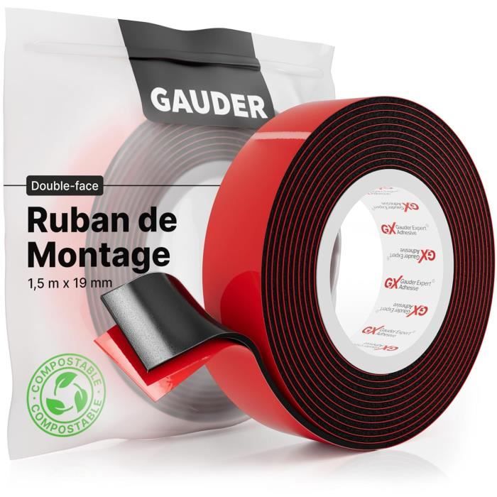 Ruban de Montage (1,5 m x 19 mm) | Ruban Adhésif Double Face Extra Fort | Ruban Adhésif[S81 ...