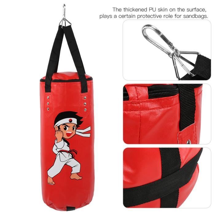 Sac de sable de boxe enfant - VGEBY - Rouge/Noir - Cuir PU - Protection ...