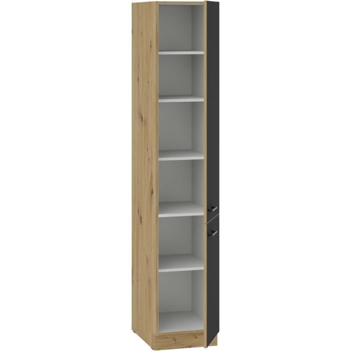 MODENA - Colonne - 2 portes - 40 x 57 x 210 cm - Chêne artisan / Noir ...