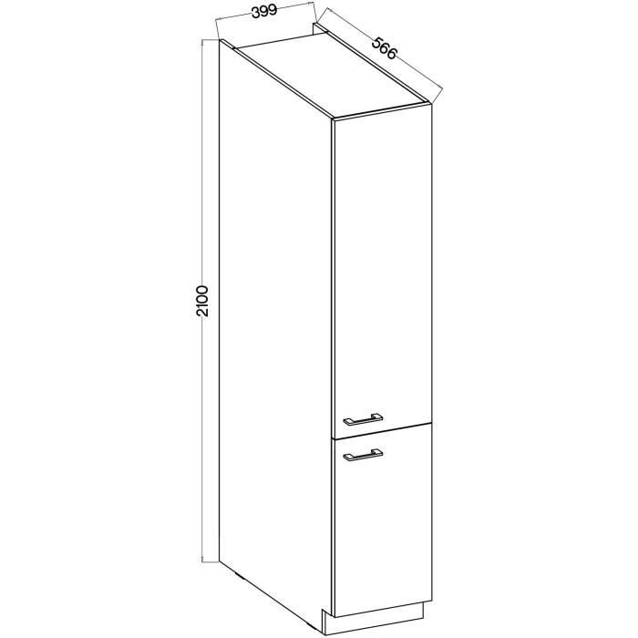 MODENA - Colonne - 2 portes - 40 x 57 x 210 cm - Chêne artisan / Noir ...