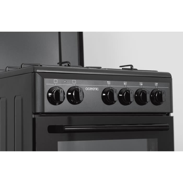 Cuisinière gaz OCEANIC OCEACG50GB - 4 feux - L49,8 xP61 xH 86 cm - Noir ...