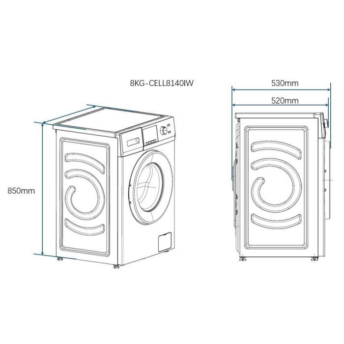 Lave-linge hublot CONTINENTAL EDISON CELL8140IW - 8 kg - Largeur 60 cm ...