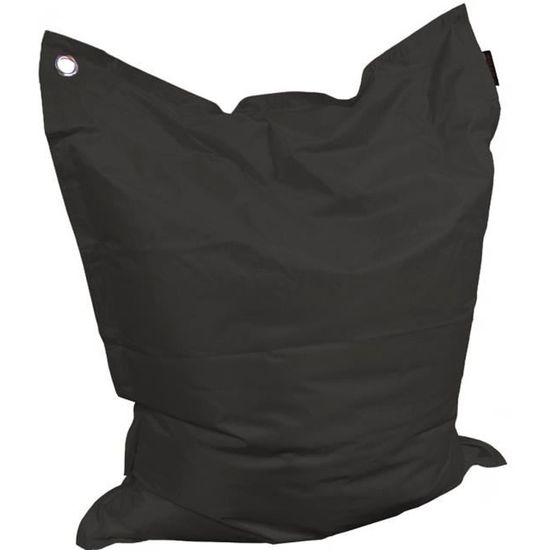 CORFOU Maxi Pouf géant imperméable & déhoussable 140x180 cm Noir ...
