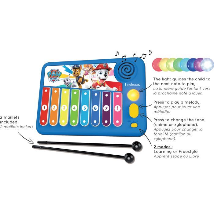 XYLO-FUN Xylophone Pat' Patrouille avec Apprentissage Lumineux de la ...