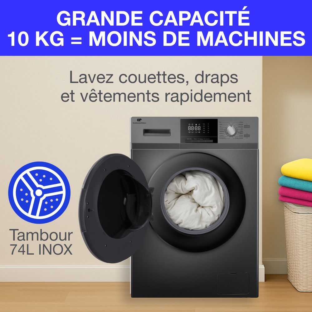 Lave-linge hublot CONTINENTAL EDISON CELL10140S2 - 10 kg - Largeur 60 ...