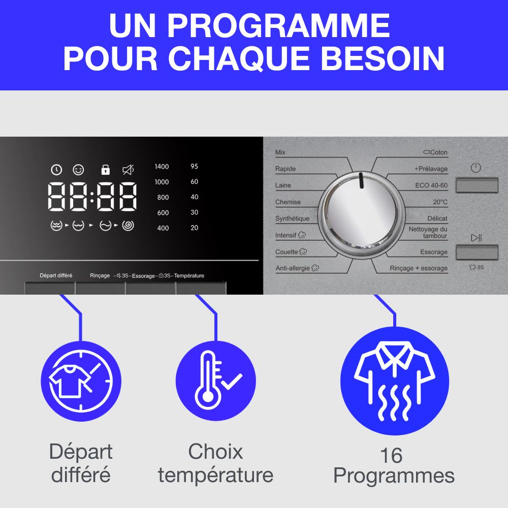 Lave-linge hublot CONTINENTAL EDISON CELL10140S2 - 10 kg - Largeur 60 ...