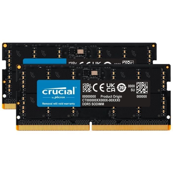 Mémoire RAM - CRUCIAL - Kit DDR5-4800 SODIMM - 64 Go : 2x32 Go ...