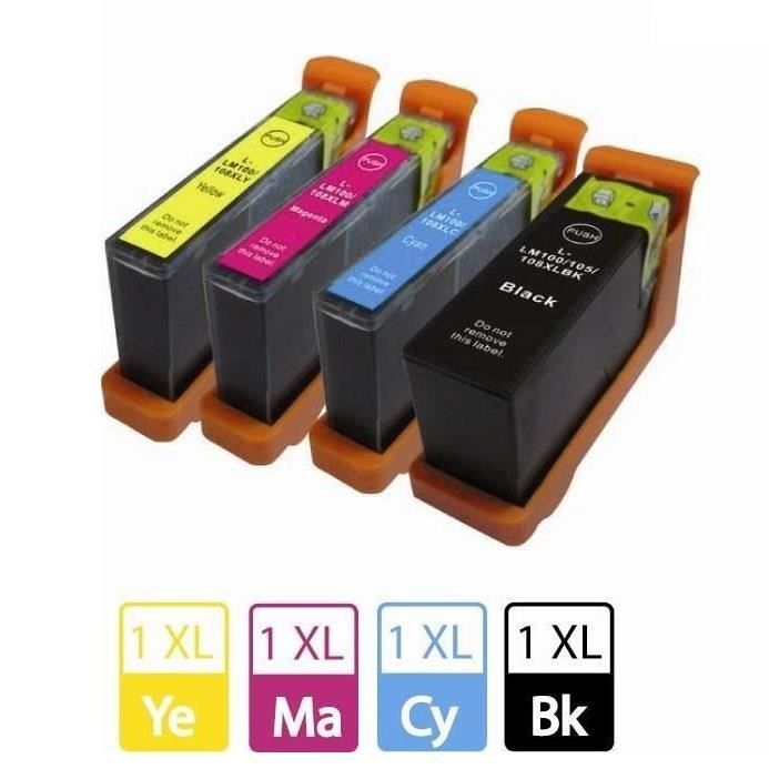 Compatible - Pack de 4 cartouches d'encre - LEXMARK 100XL - Achat ...