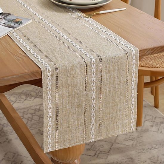 Boho Cream Beige Table Runner 33 x 160 cm Macramé Cotton Table Runner ...